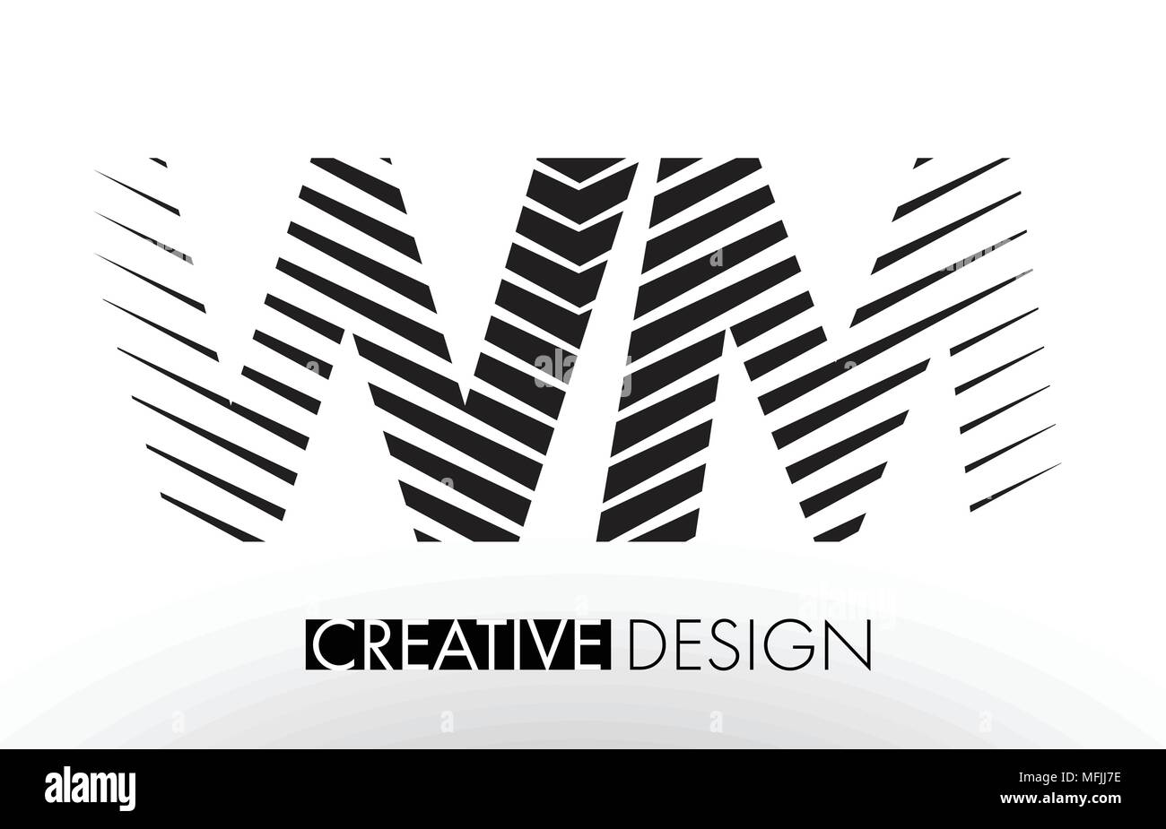 WM W M Lines Letter Design with Creative Elegant Zebra Vector ...
