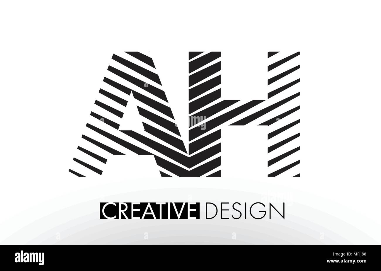 AH A H Lines Letter Design with Creative Elegant Zebra Vector ...