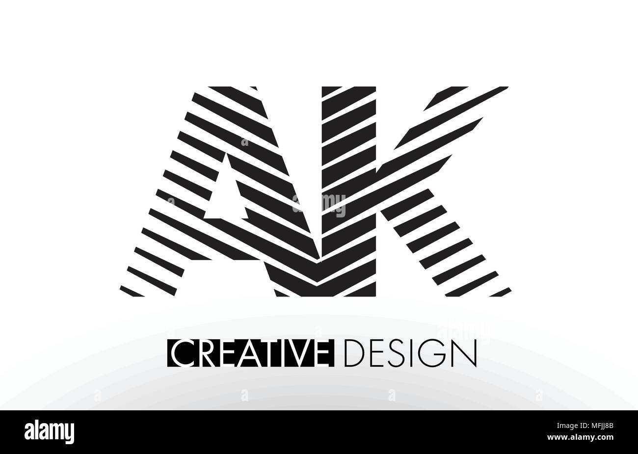 AK A K Lines Letter Design with Creative Elegant Zebra Vector ...