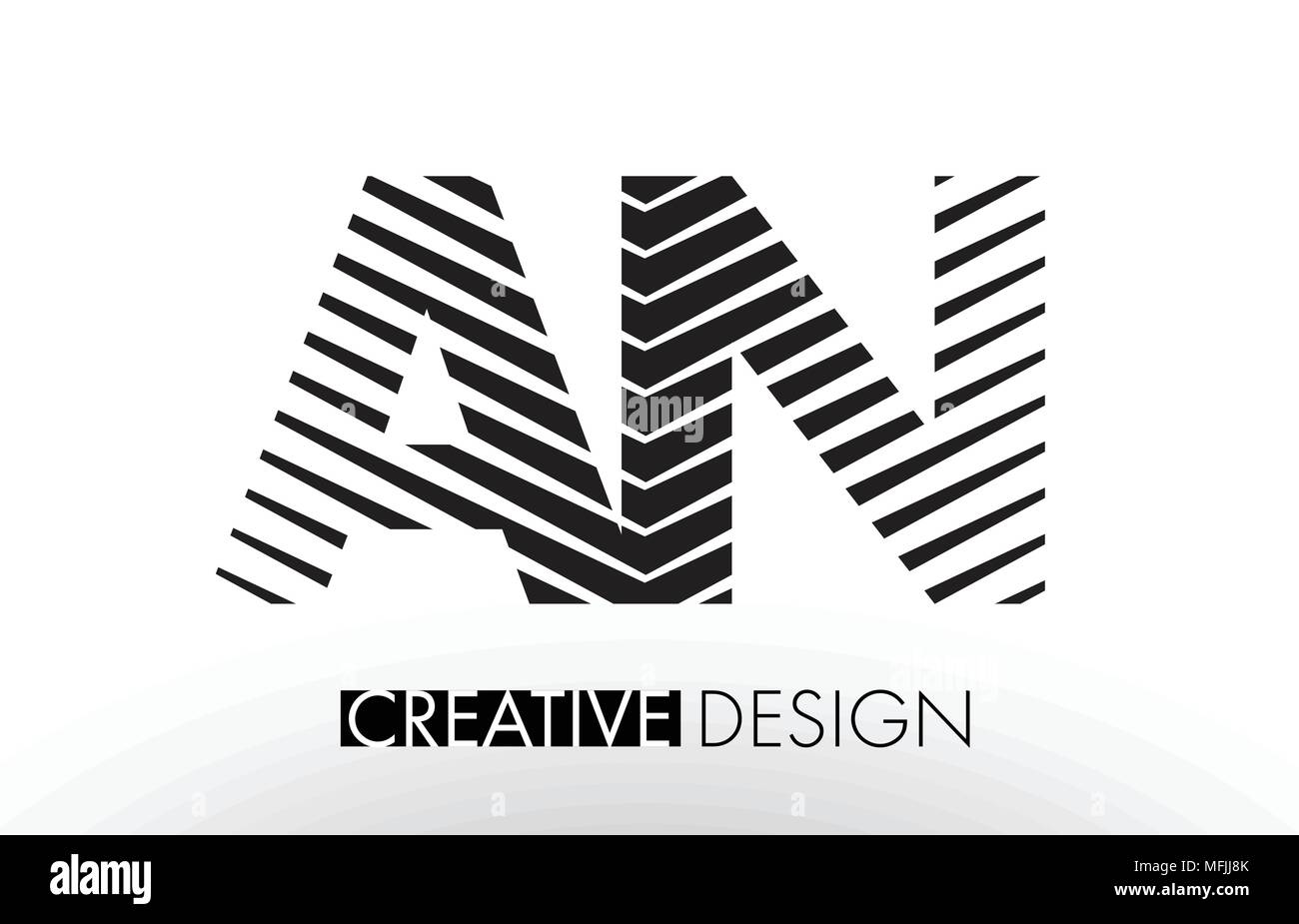AN A N Lines Letter Design with Creative Elegant Zebra Vector ...
