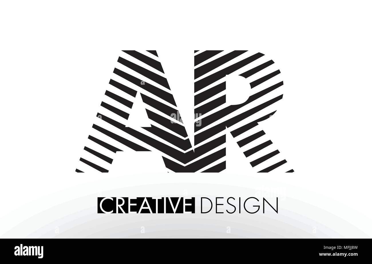 AR A R Lines Letter Design with Creative Elegant Zebra Vector ...