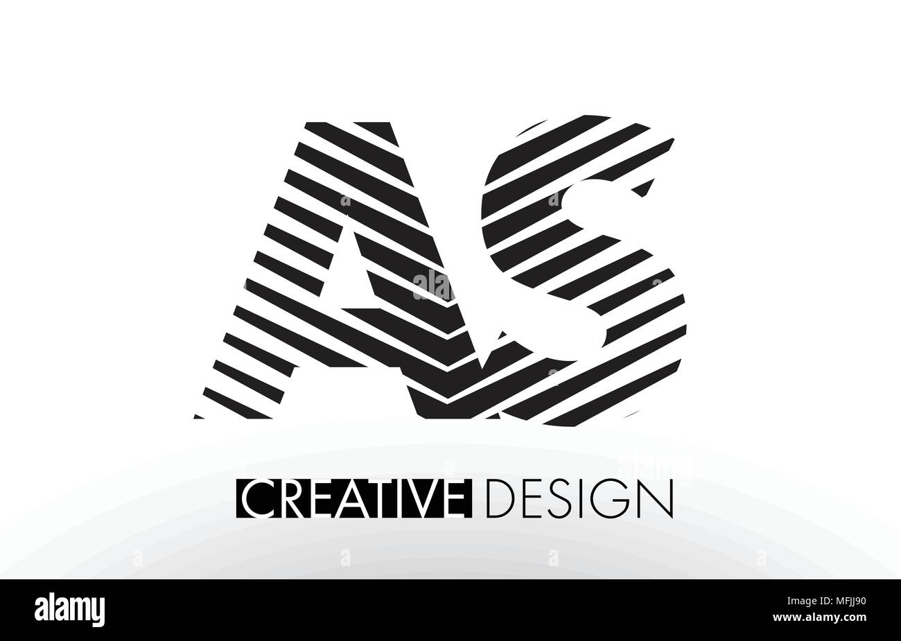 AS A S Lines Letter Design with Creative Elegant Zebra Vector ...