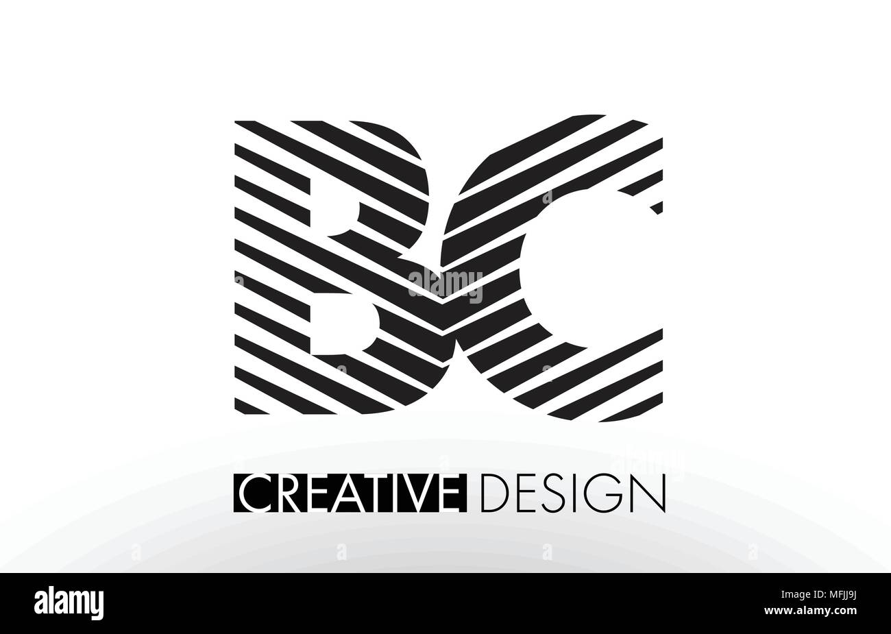 BC B C Lines Letter Design with Creative Elegant Zebra Vector ...