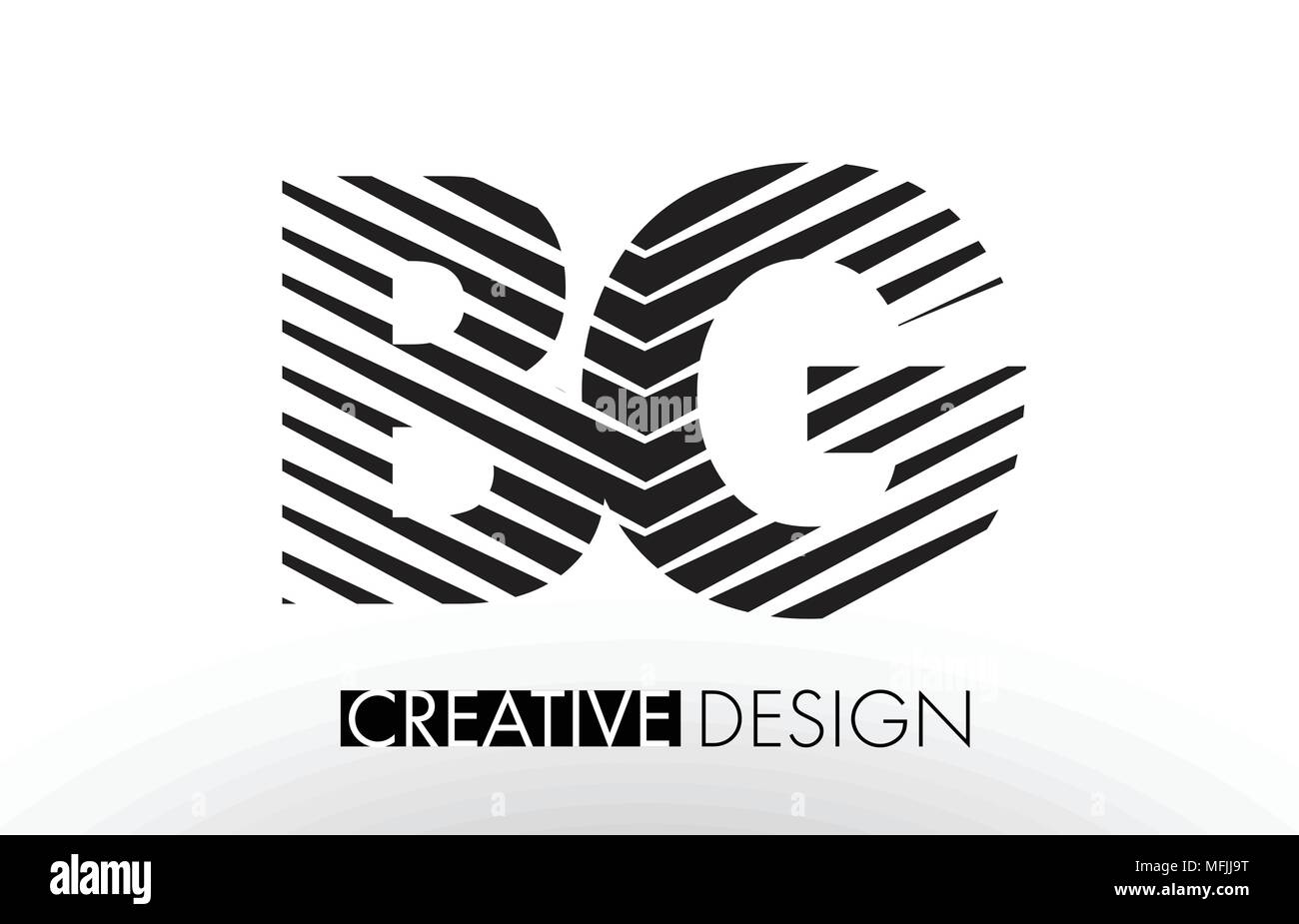 BG B G Lines Letter Design with Creative Elegant Zebra Vector ...