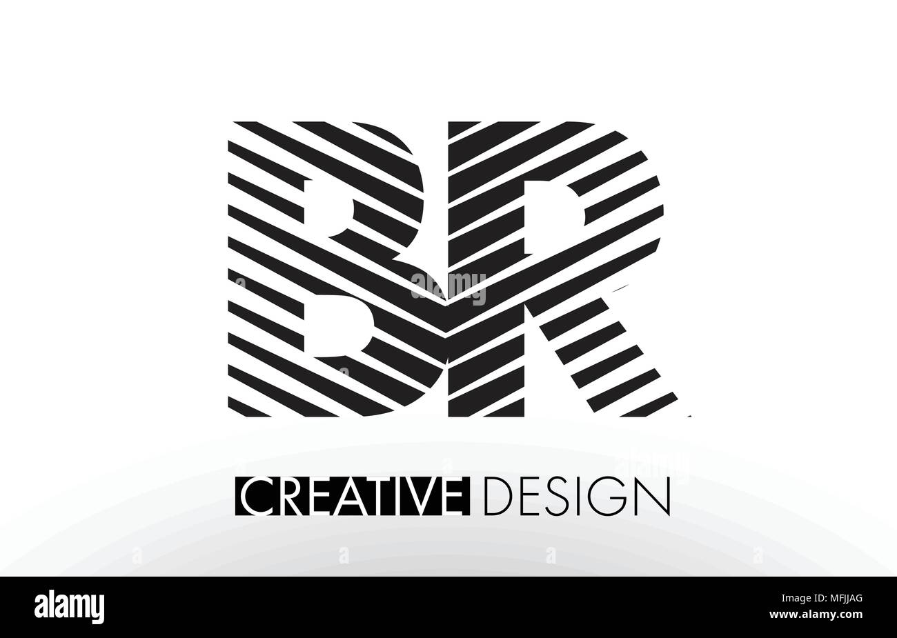 BR B R Lines Letter Design with Creative Elegant Zebra Vector ...