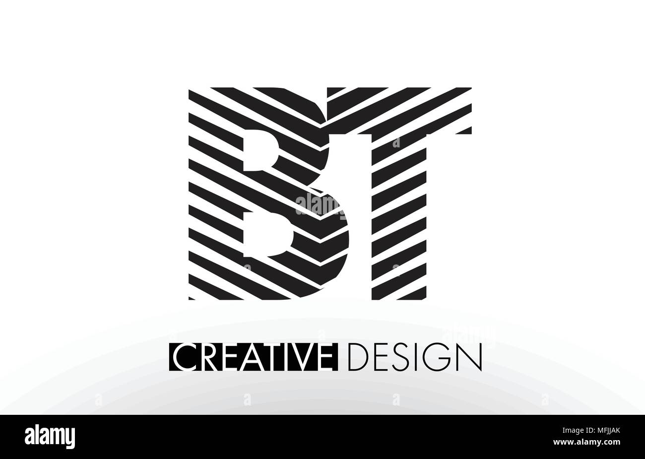 BT B T Lines Letter Design with Creative Elegant Zebra Vector ...