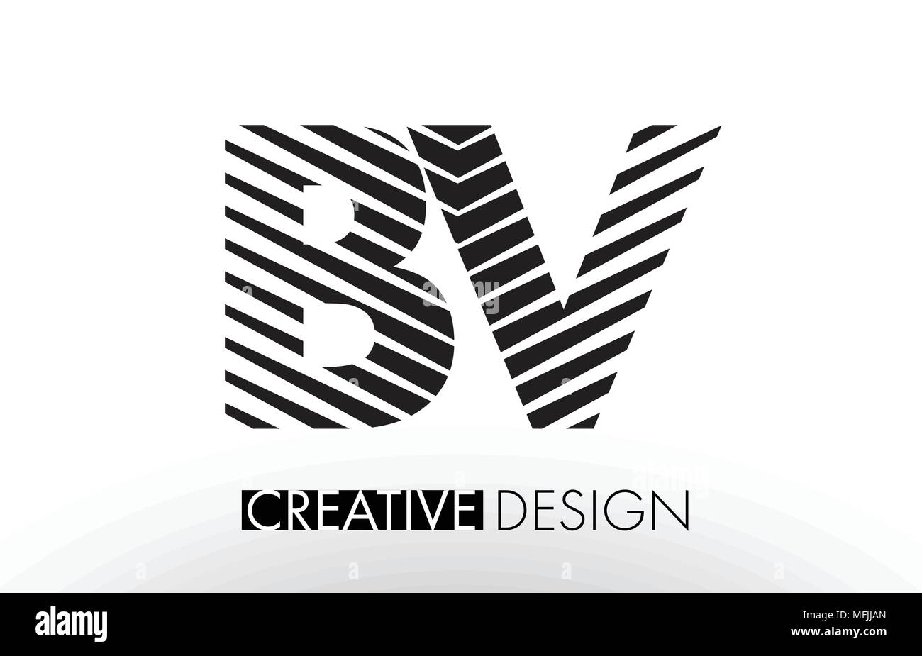 BV B V Lines Letter Design with Creative Elegant Zebra Vector ...
