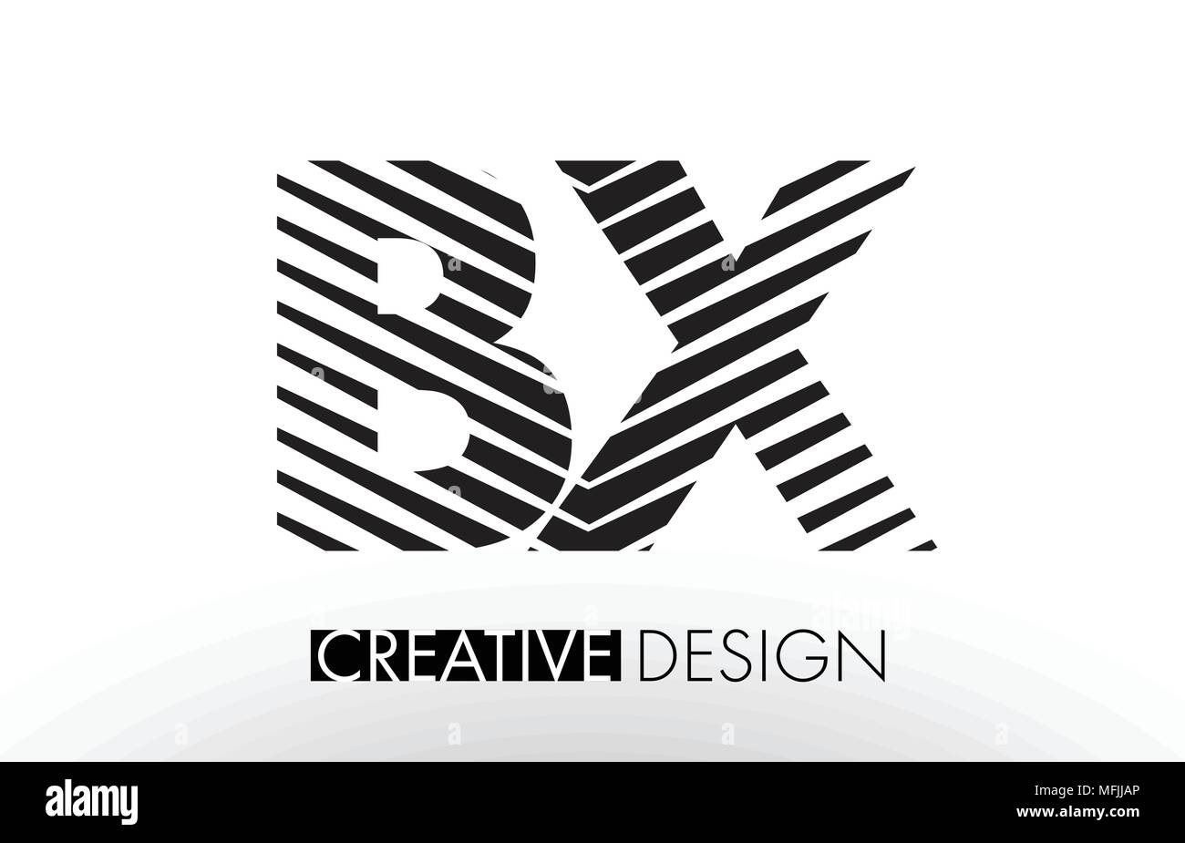 BX B X Lines Letter Design with Creative Elegant Zebra Vector ...