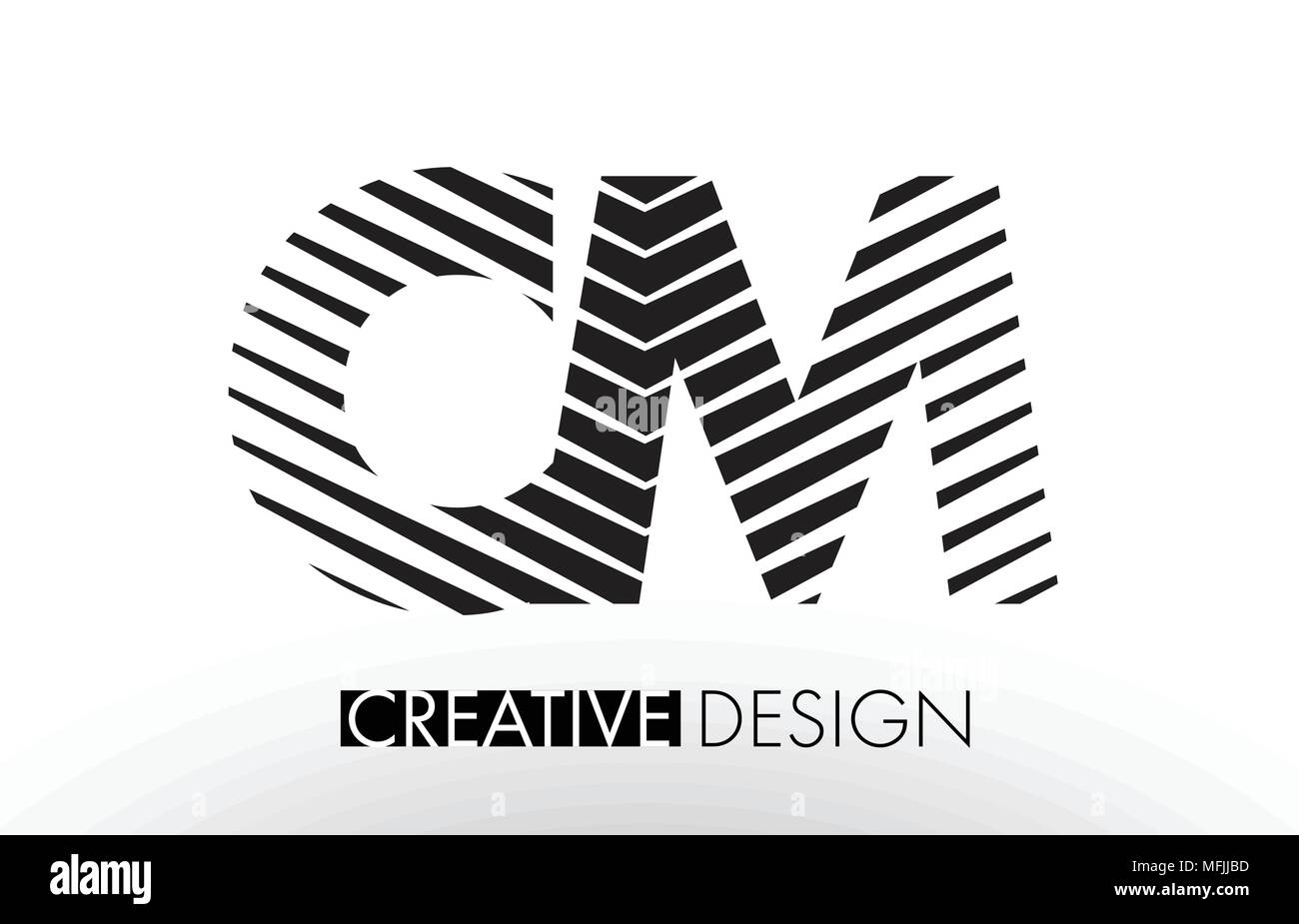CM C M Lines Letter Design with Creative Elegant Zebra Vector ...