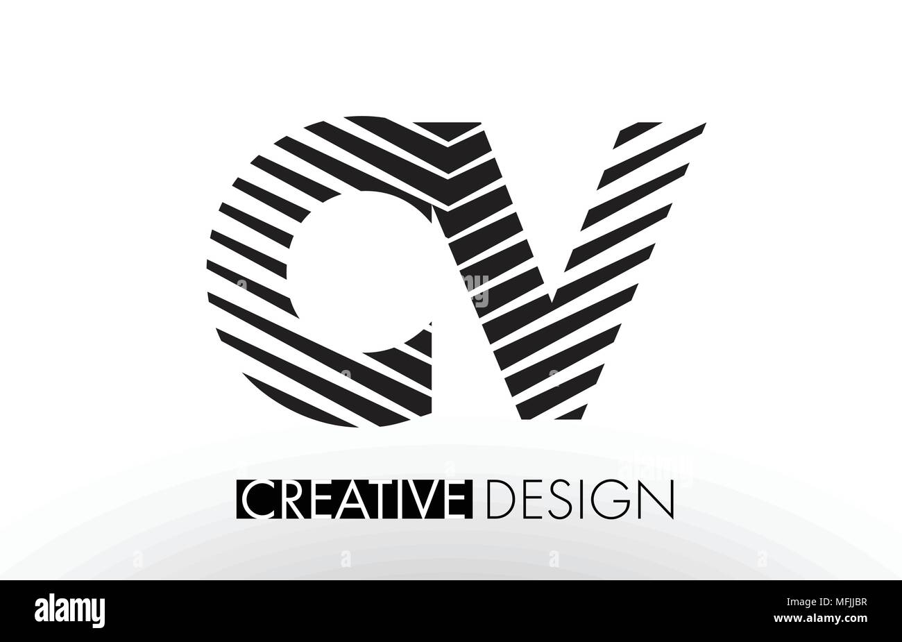 CV C V Lines Letter Design with Creative Elegant Zebra Vector ...