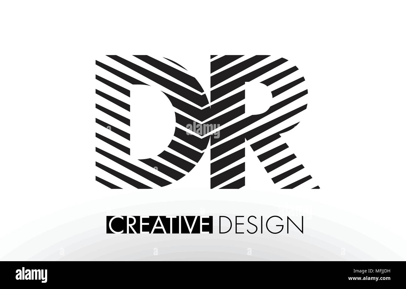 DR D R Lines Letter Design with Creative Elegant Zebra Vector ...