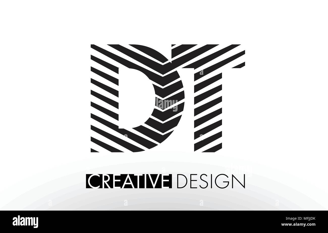 DT D T Lines Letter Design with Creative Elegant Zebra Vector ...