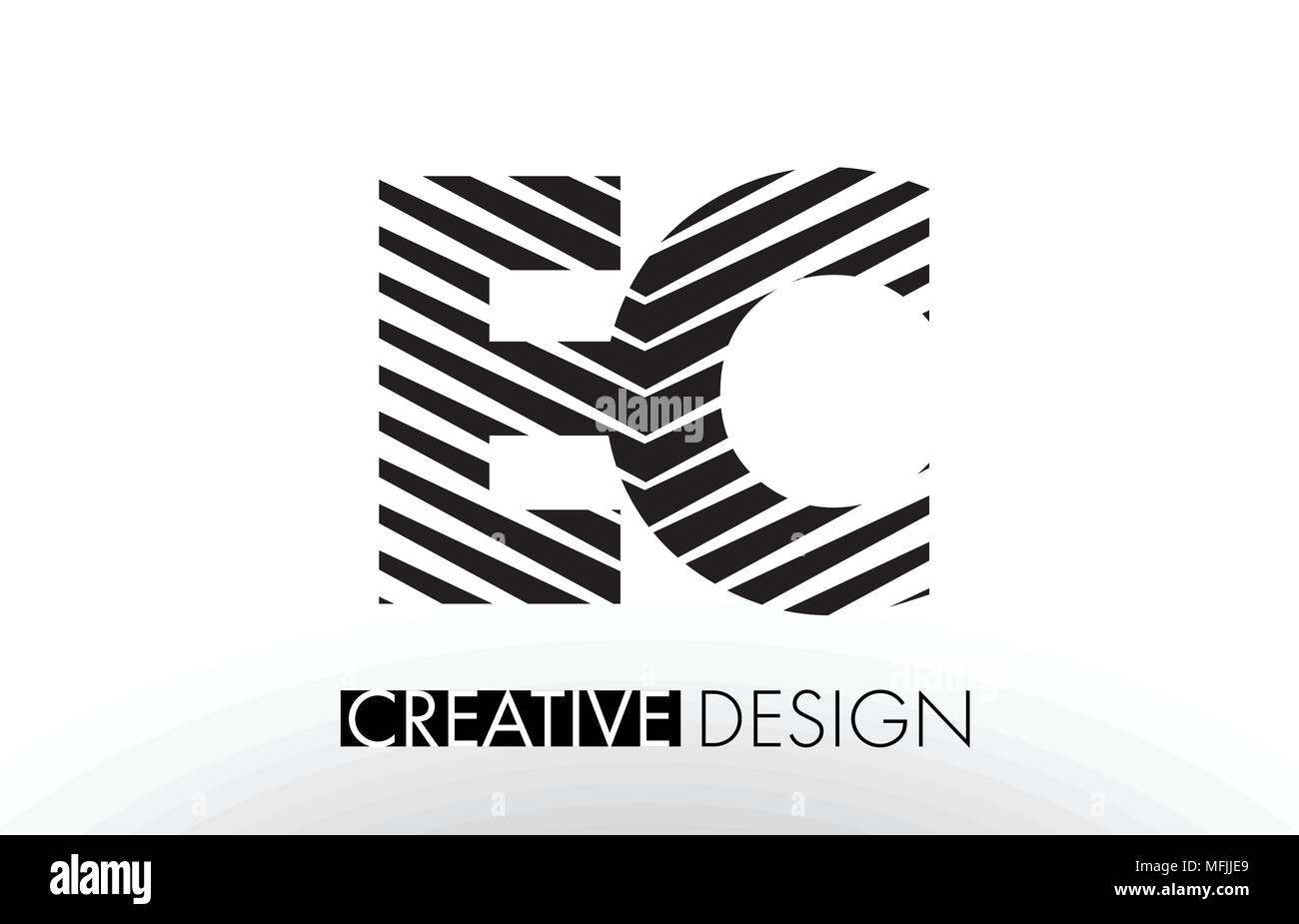 EC E C Lines Letter Design with Creative Elegant Zebra Vector ...
