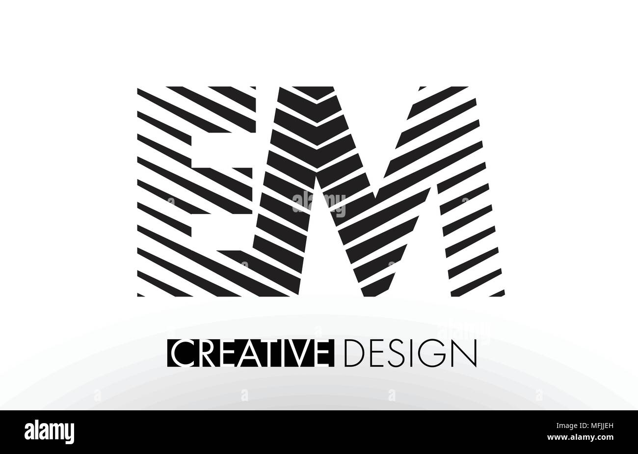 EM E M Lines Letter Design with Creative Elegant Zebra Vector ...
