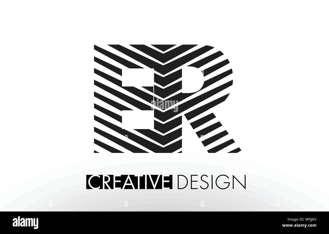 ER E R Lines Letter Design with Creative Elegant Zebra Vector ...