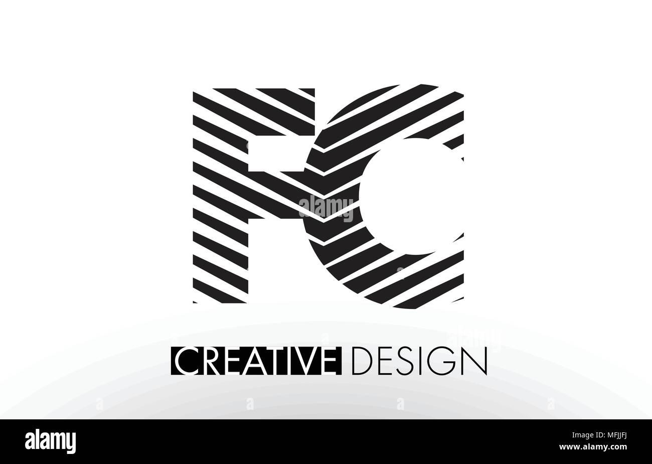 FC F C Lines Letter Design with Creative Elegant Zebra Vector ...