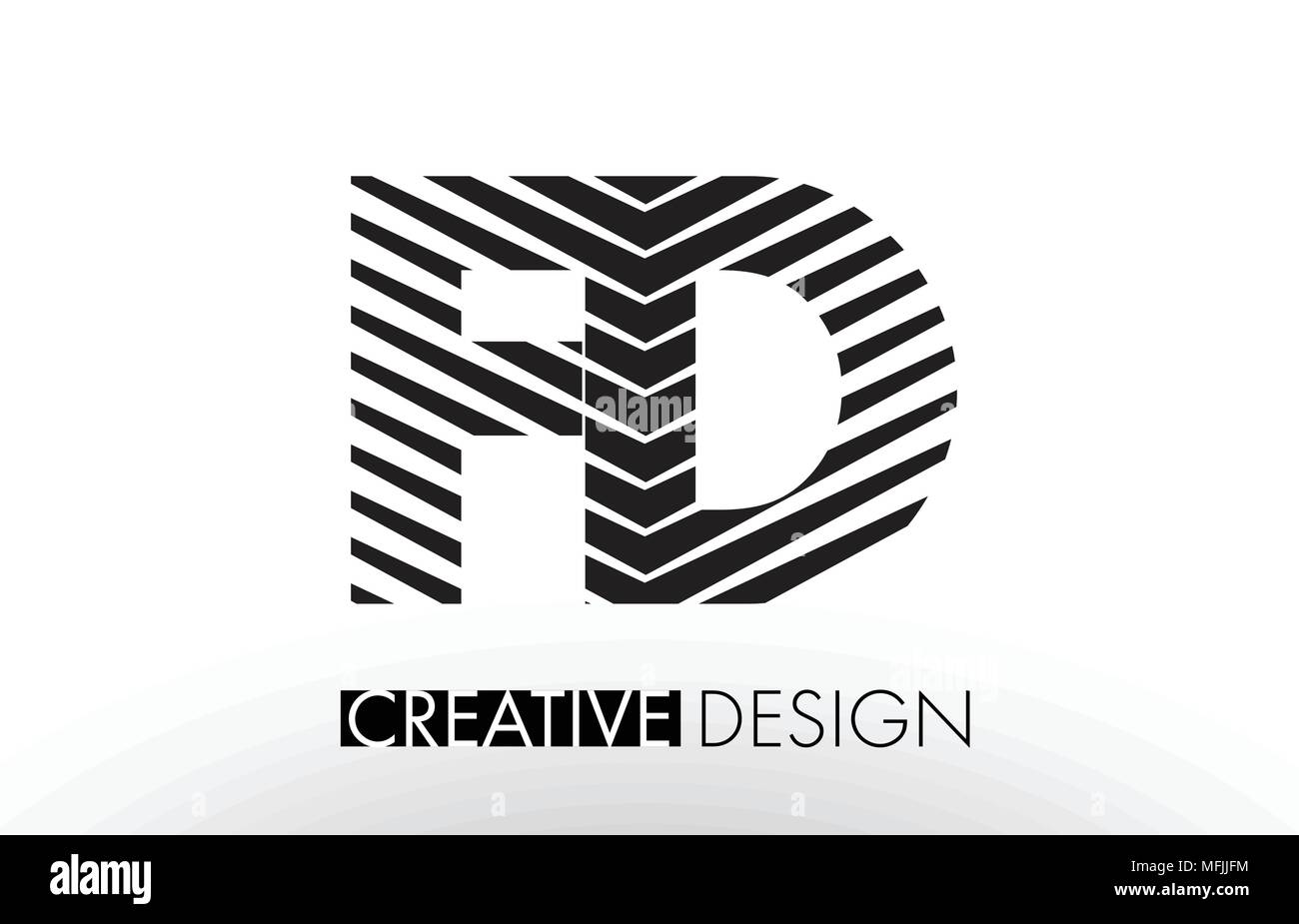 FD F D Lines Letter Design with Creative Elegant Zebra Vector ...
