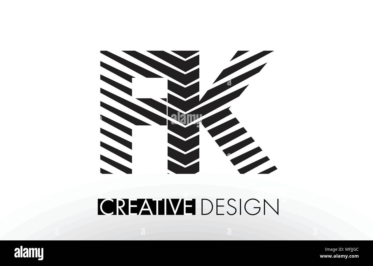 FK F K Lines Letter Design with Creative Elegant Zebra Vector ...