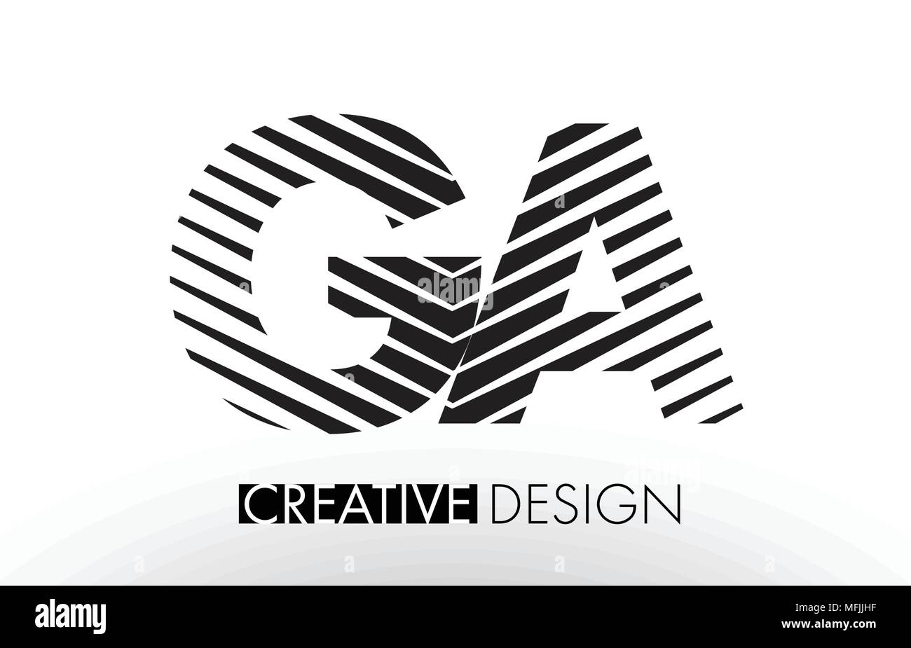 GA G A Lines Letter Design with Creative Elegant Zebra Vector Illustration Stock Vector Image ...