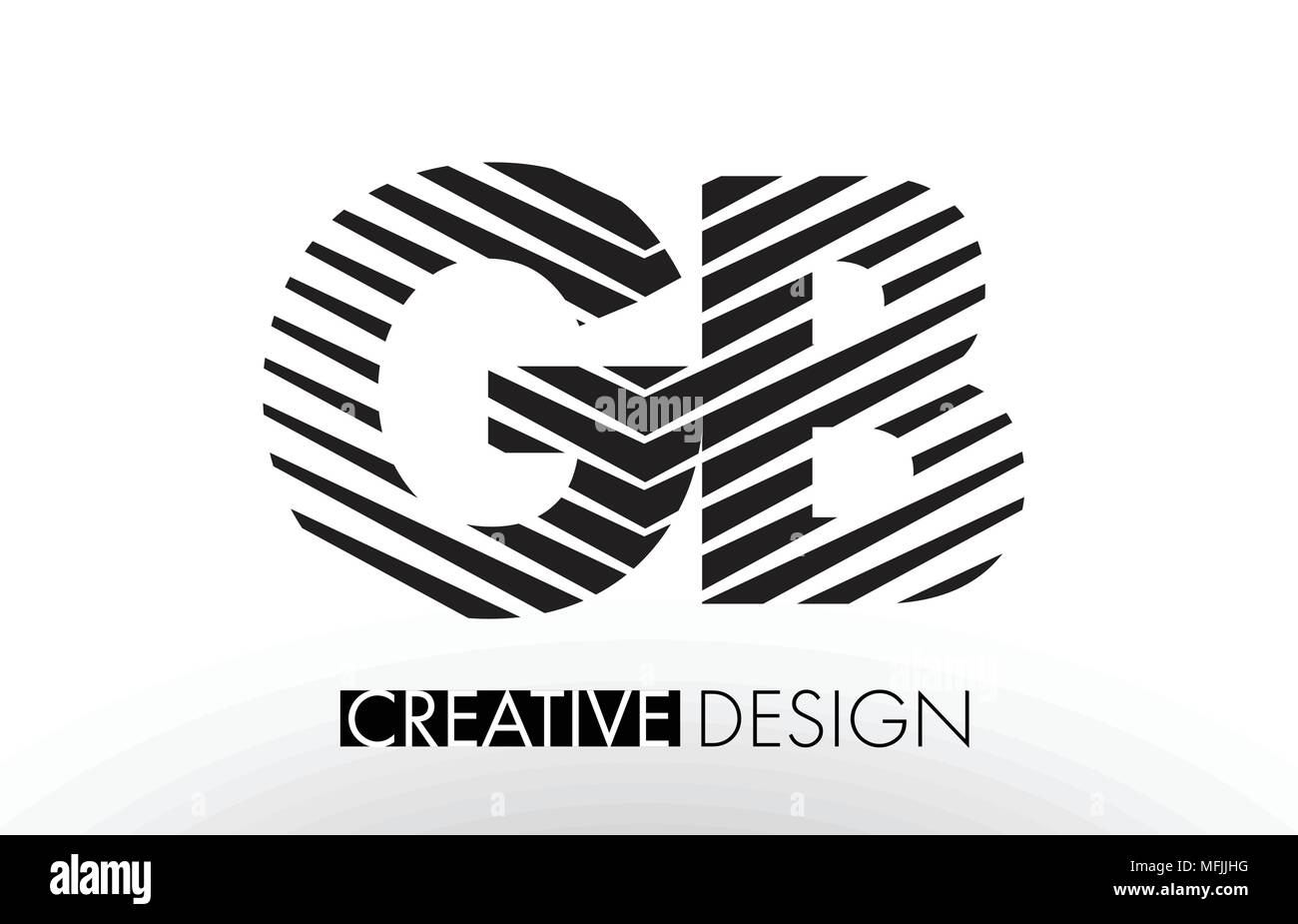 GB G B Lines Letter Design with Creative Elegant Zebra Vector ...