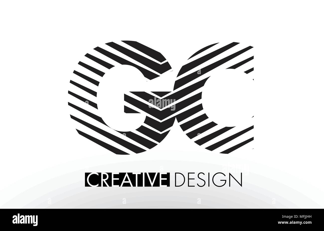 GC G C Lines Letter Design with Creative Elegant Zebra Vector ...