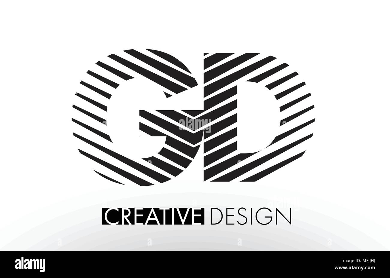 GD G D Lines Letter Design with Creative Elegant Zebra Vector ...