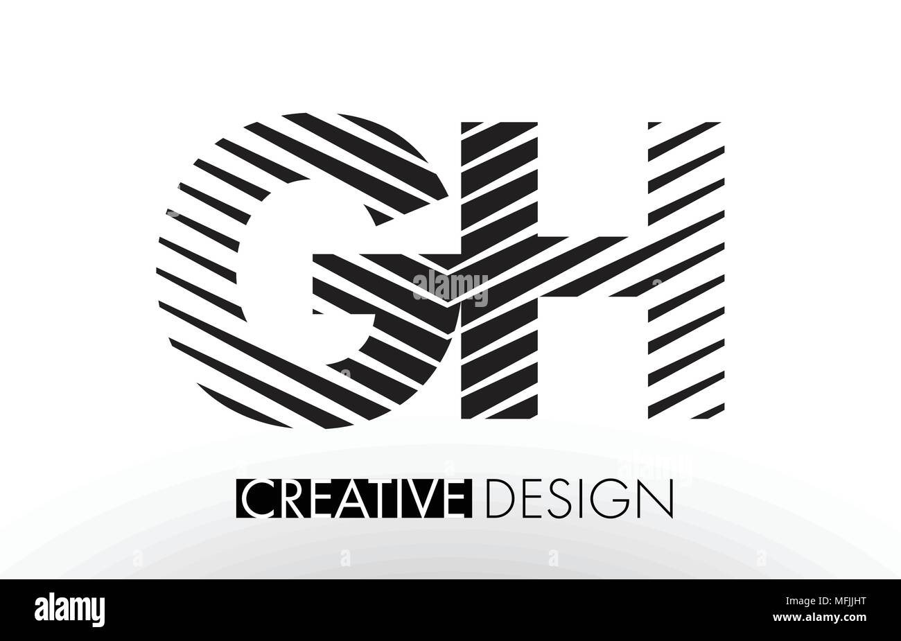 GH G H Lines Letter Design with Creative Elegant Zebra Vector ...