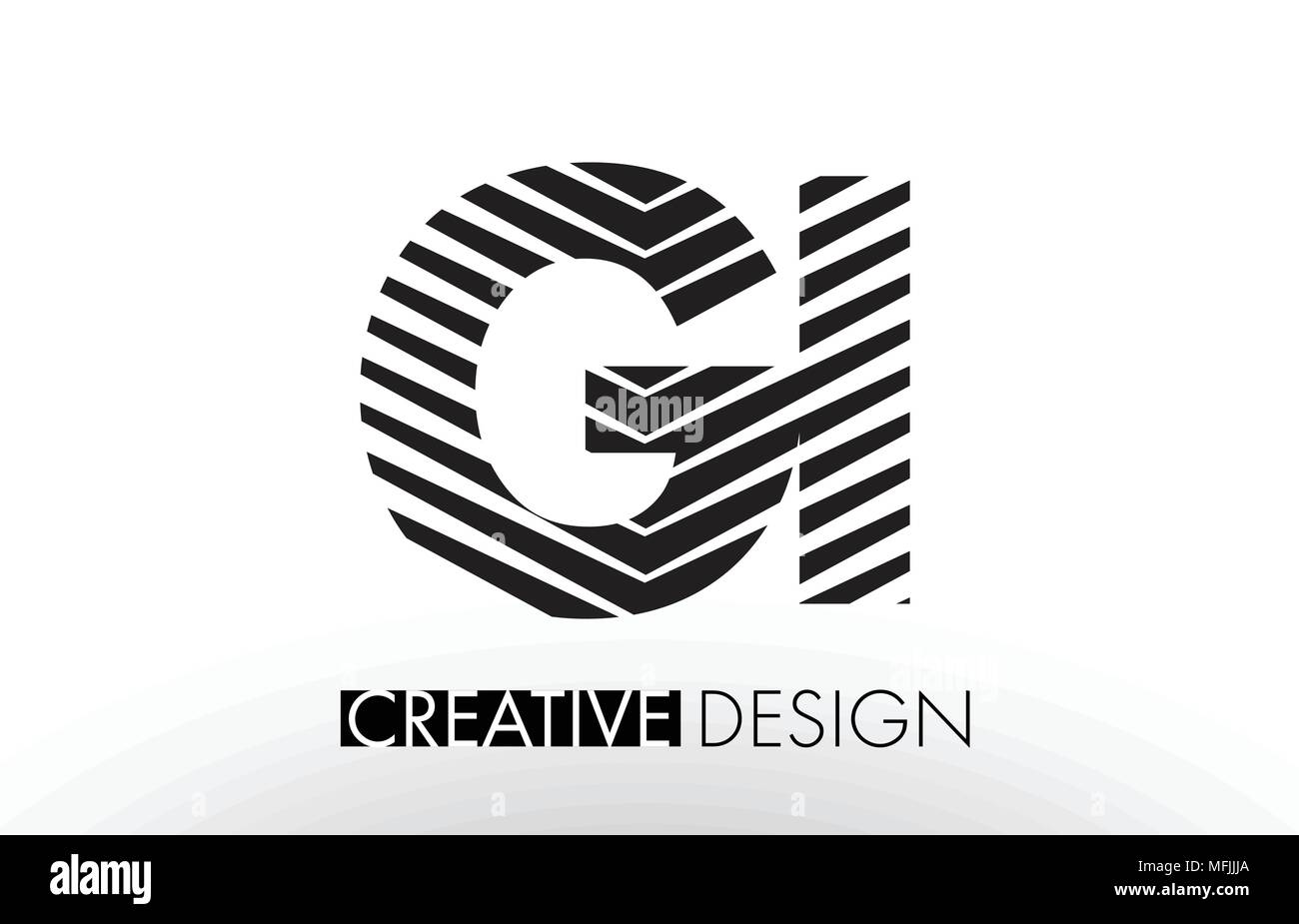 GI G I Lines Letter Design with Creative Elegant Zebra Vector ...