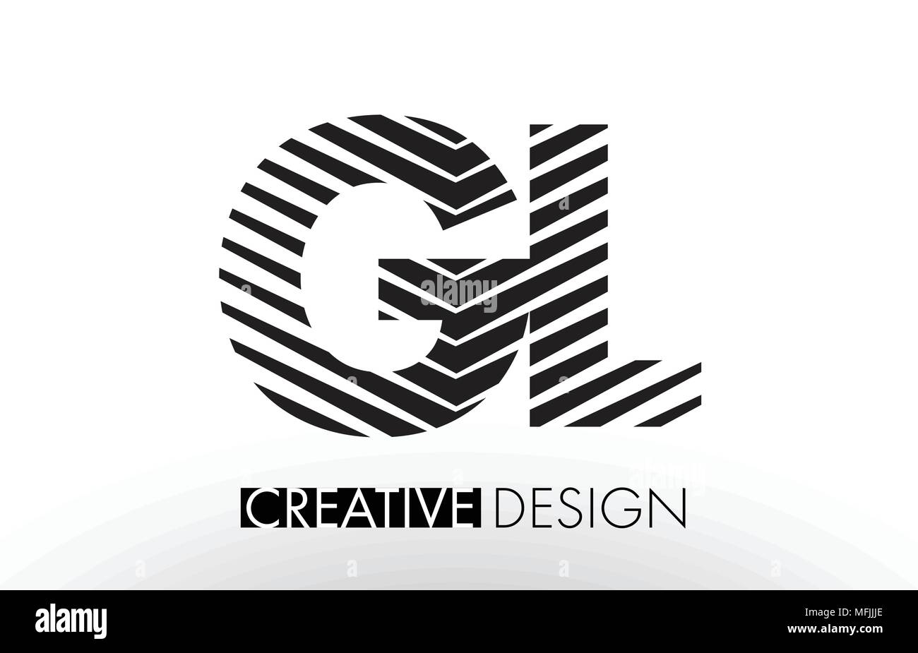 GL G L Lines Letter Design with Creative Elegant Zebra Vector ...