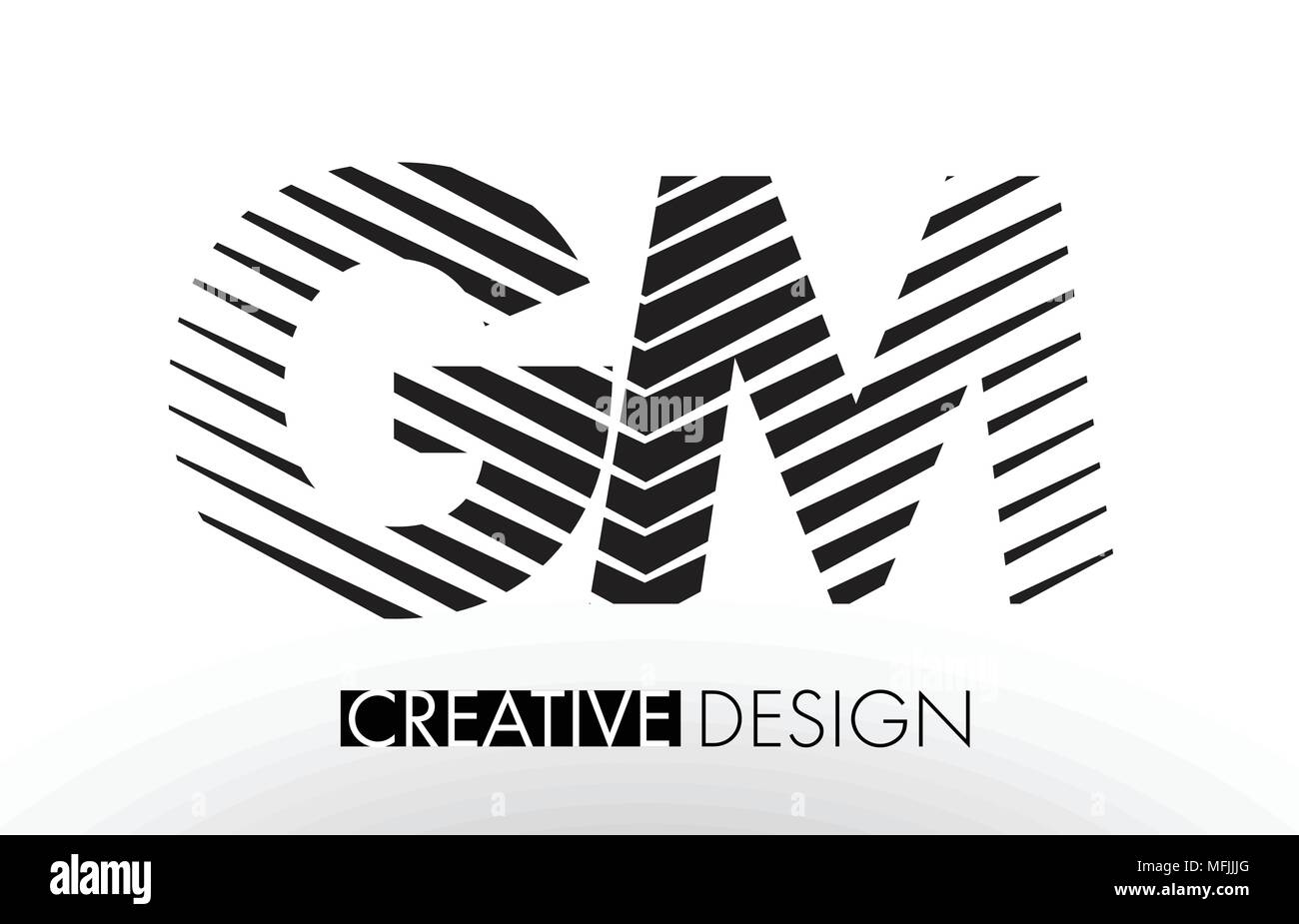 GM G M Lines Letter Design with Creative Elegant Zebra Vector ...