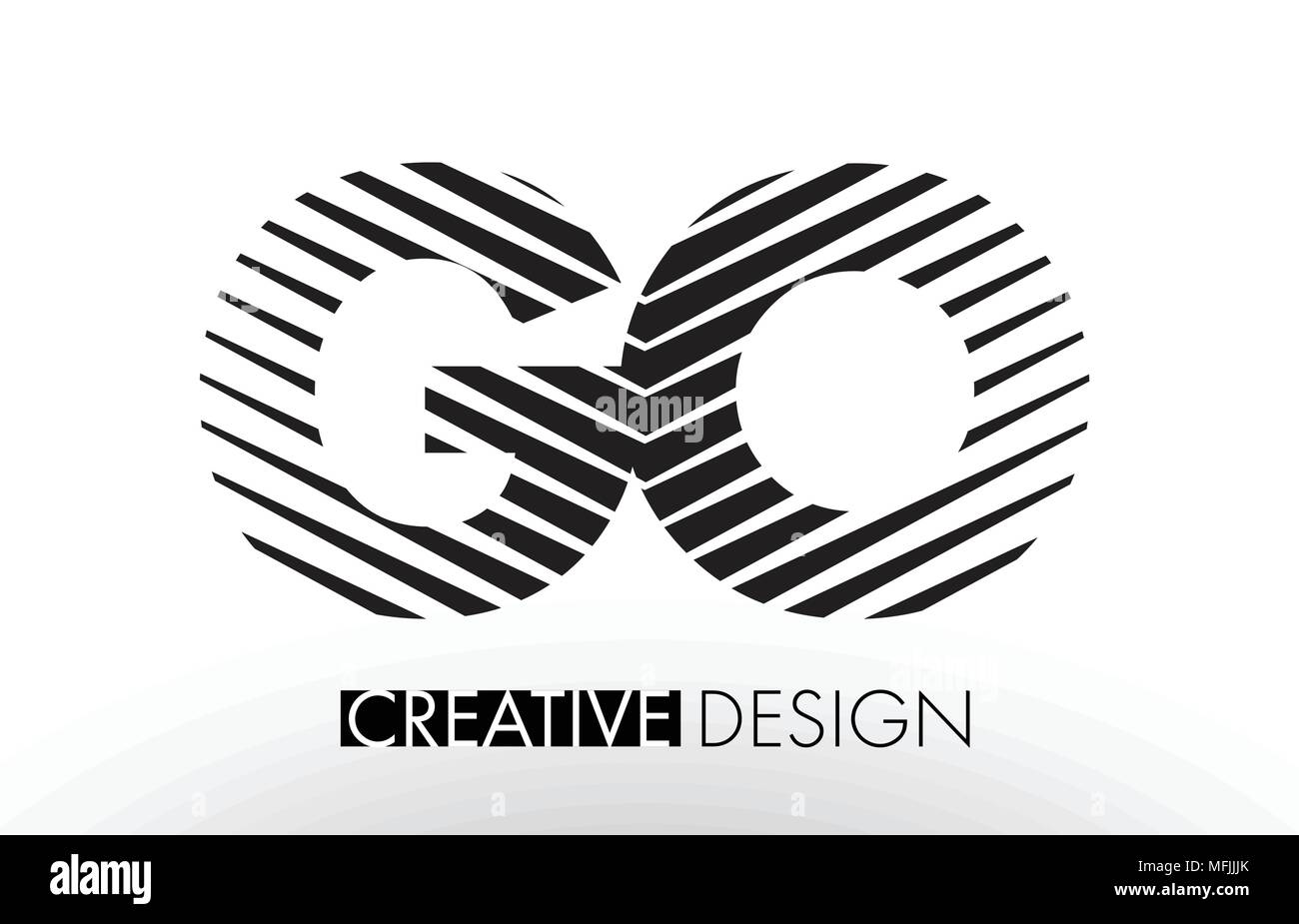 GO G O Lines Letter Design with Creative Elegant Zebra Vector ...