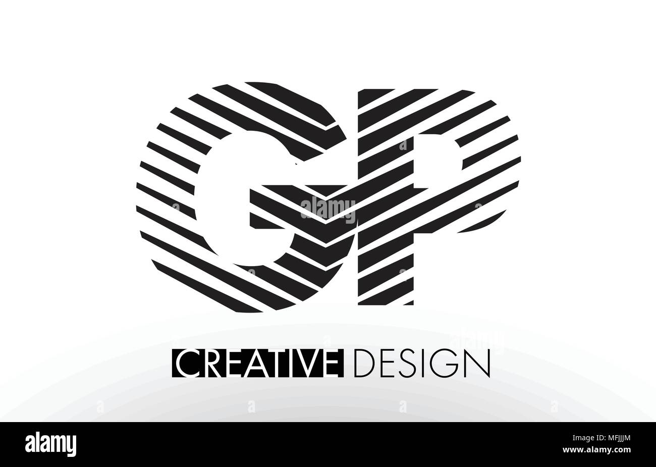 GP G P Lines Letter Design with Creative Elegant Zebra Vector ...