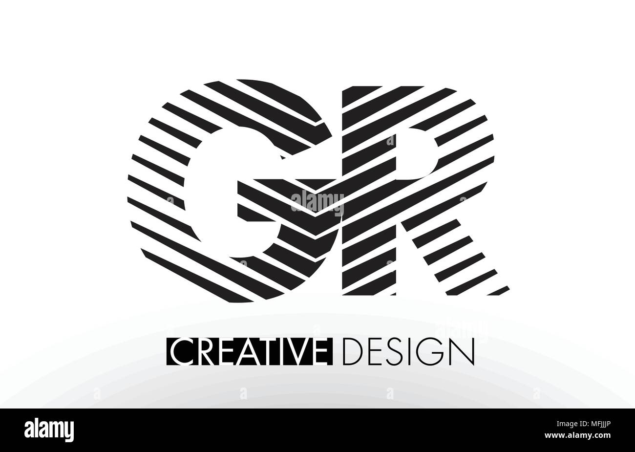 GR G R Lines Letter Design with Creative Elegant Zebra Vector ...