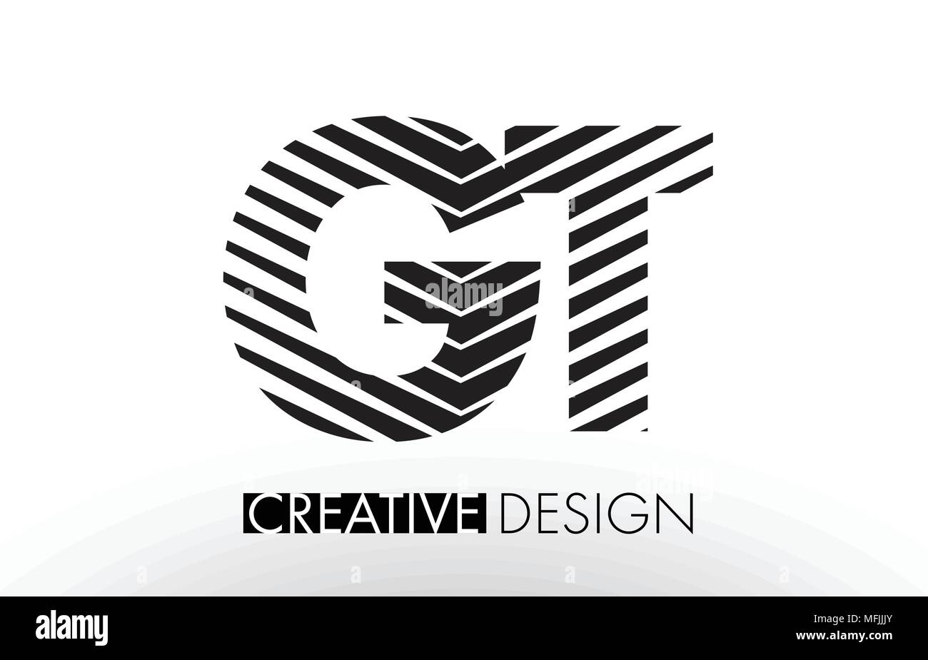 GT G T Lines Letter Design with Creative Elegant Zebra Vector ...