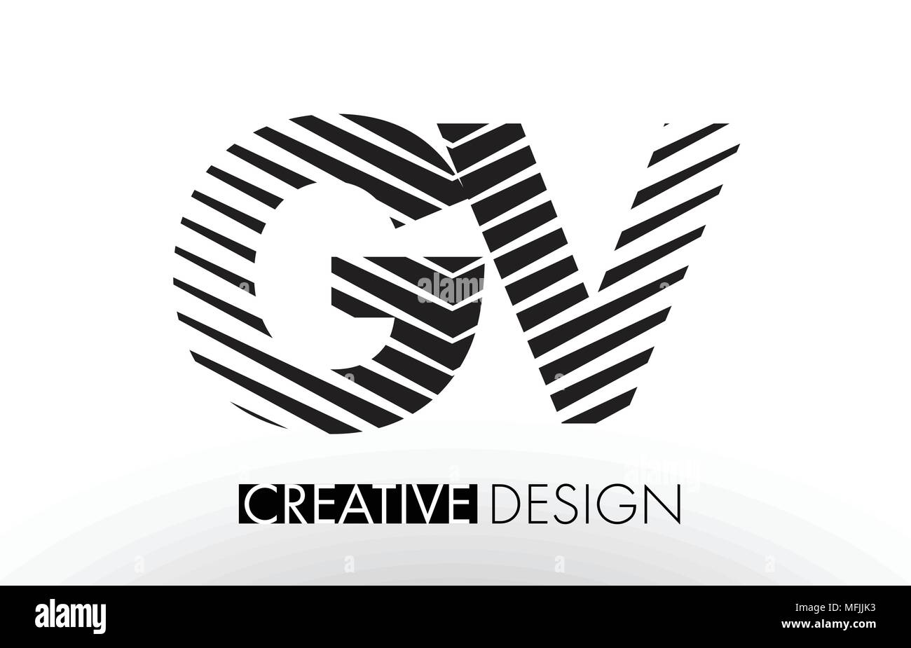 GV G V Lines Letter Design with Creative Elegant Zebra Vector ...