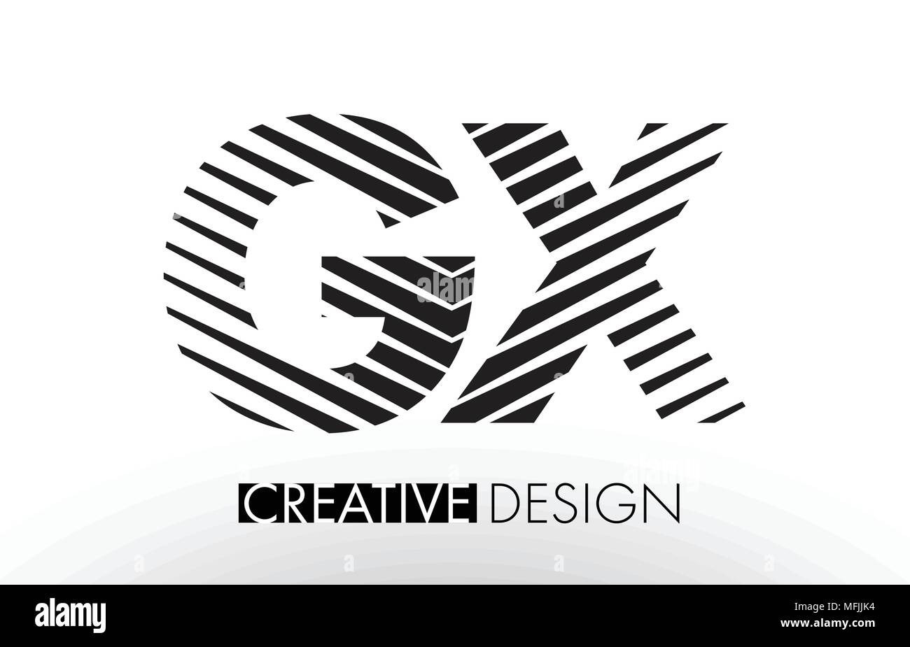 GX G X Lines Letter Design with Creative Elegant Zebra Vector ...