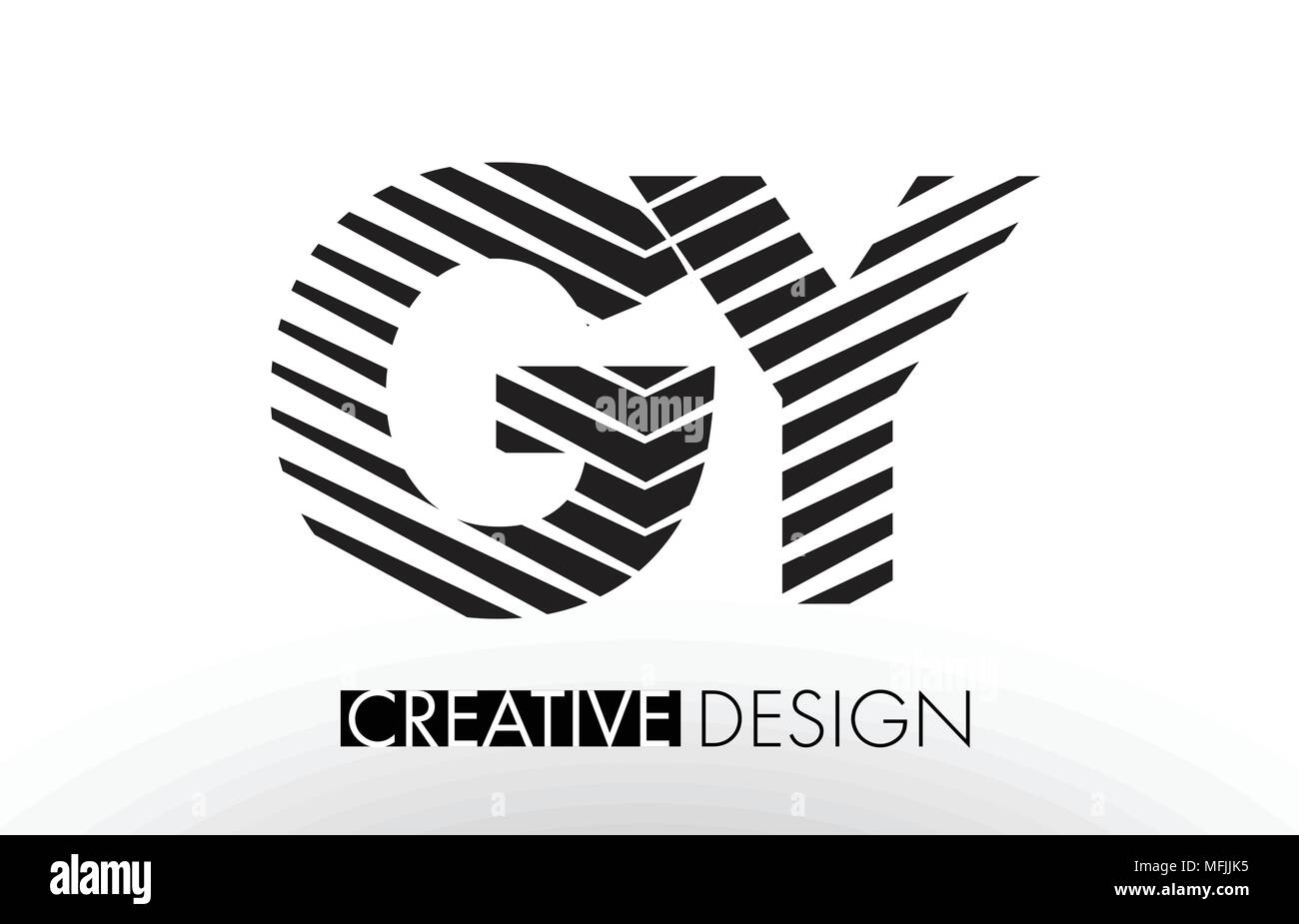 GY G Y Lines Letter Design with Creative Elegant Zebra Vector ...