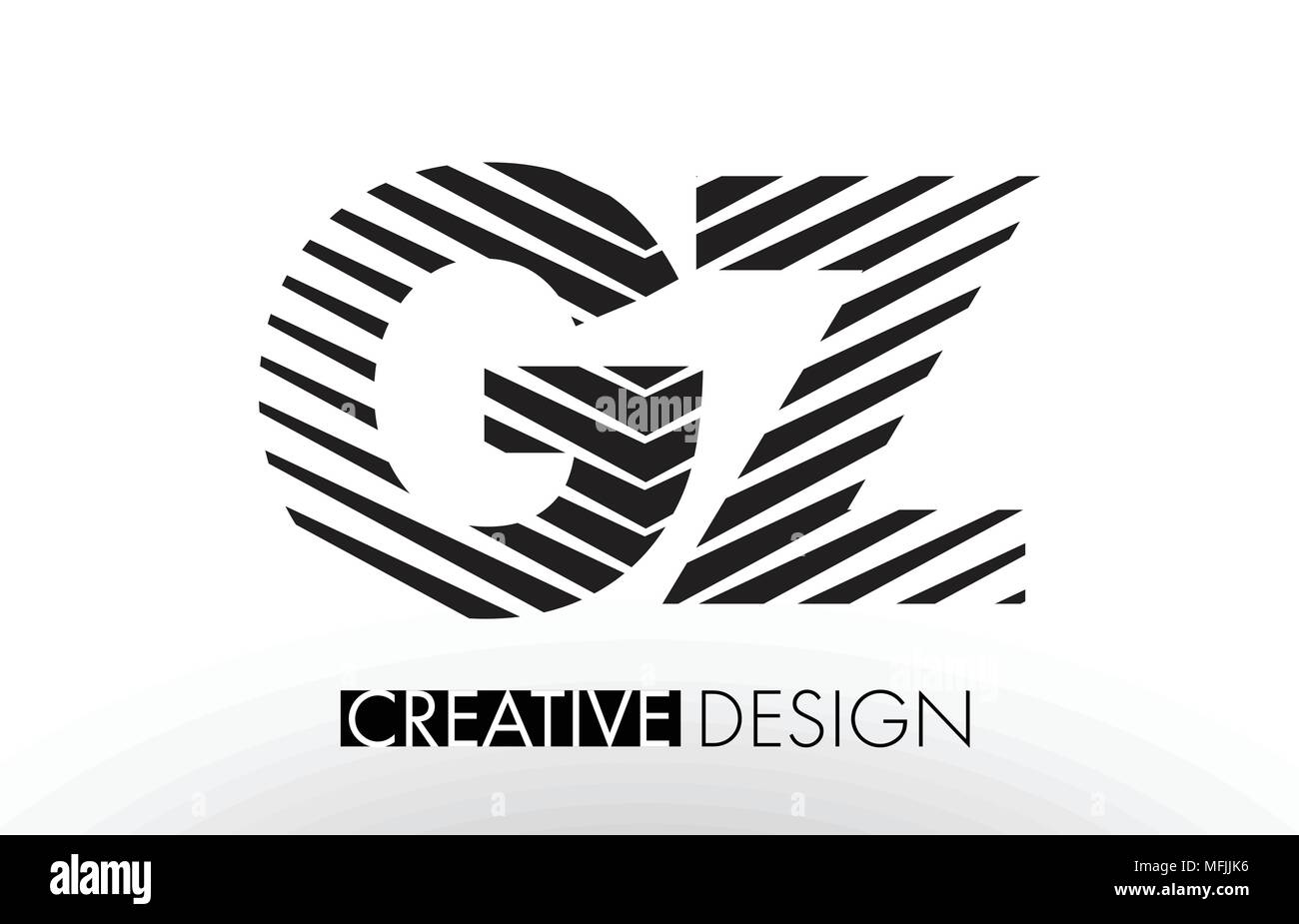 GZ G Z Lines Letter Design with Creative Elegant Zebra Vector ...