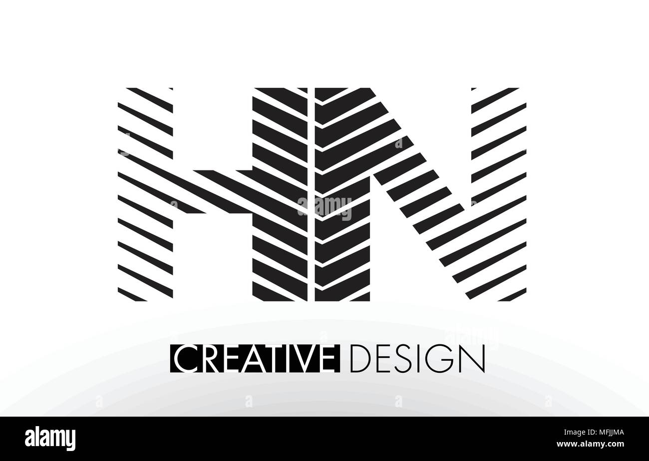 HN H N Lines Letter Design with Creative Elegant Zebra Vector ...