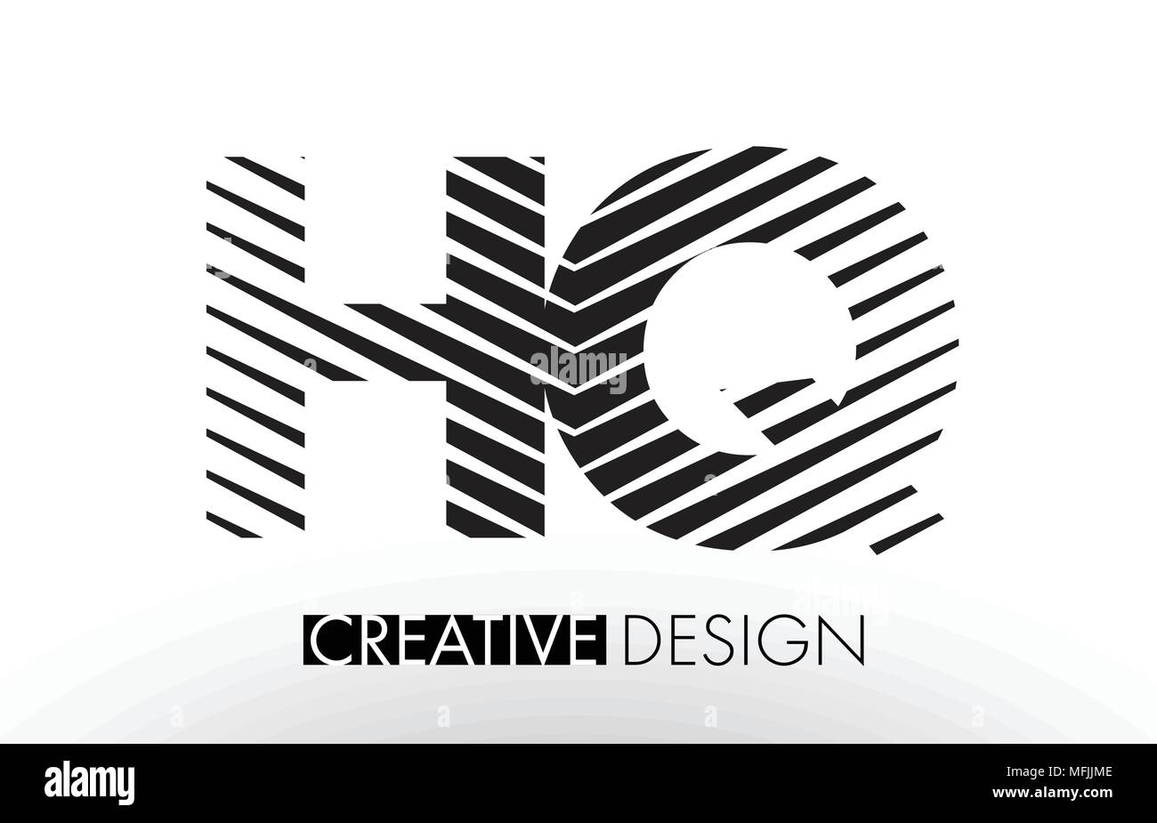 HQ H Q Lines Letter Design with Creative Elegant Zebra Vector ...