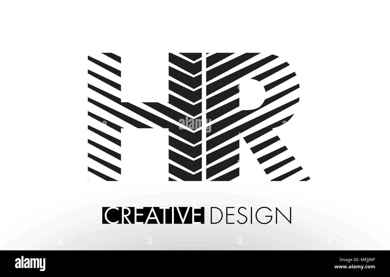 HR H R Lines Letter Design with Creative Elegant Zebra Vector ...