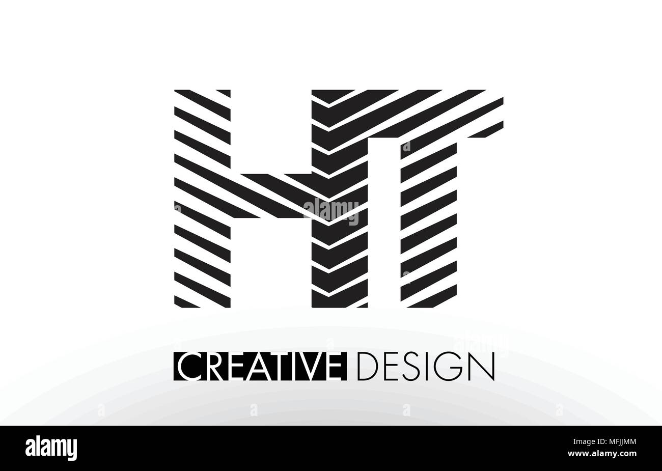 HT H T Lines Letter Design with Creative Elegant Zebra Vector ...