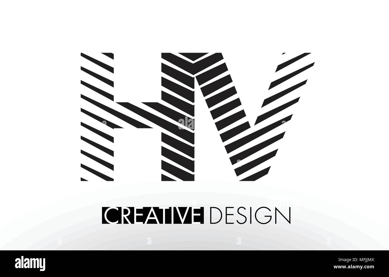 HV H V Lines Letter Design with Creative Elegant Zebra Vector ...