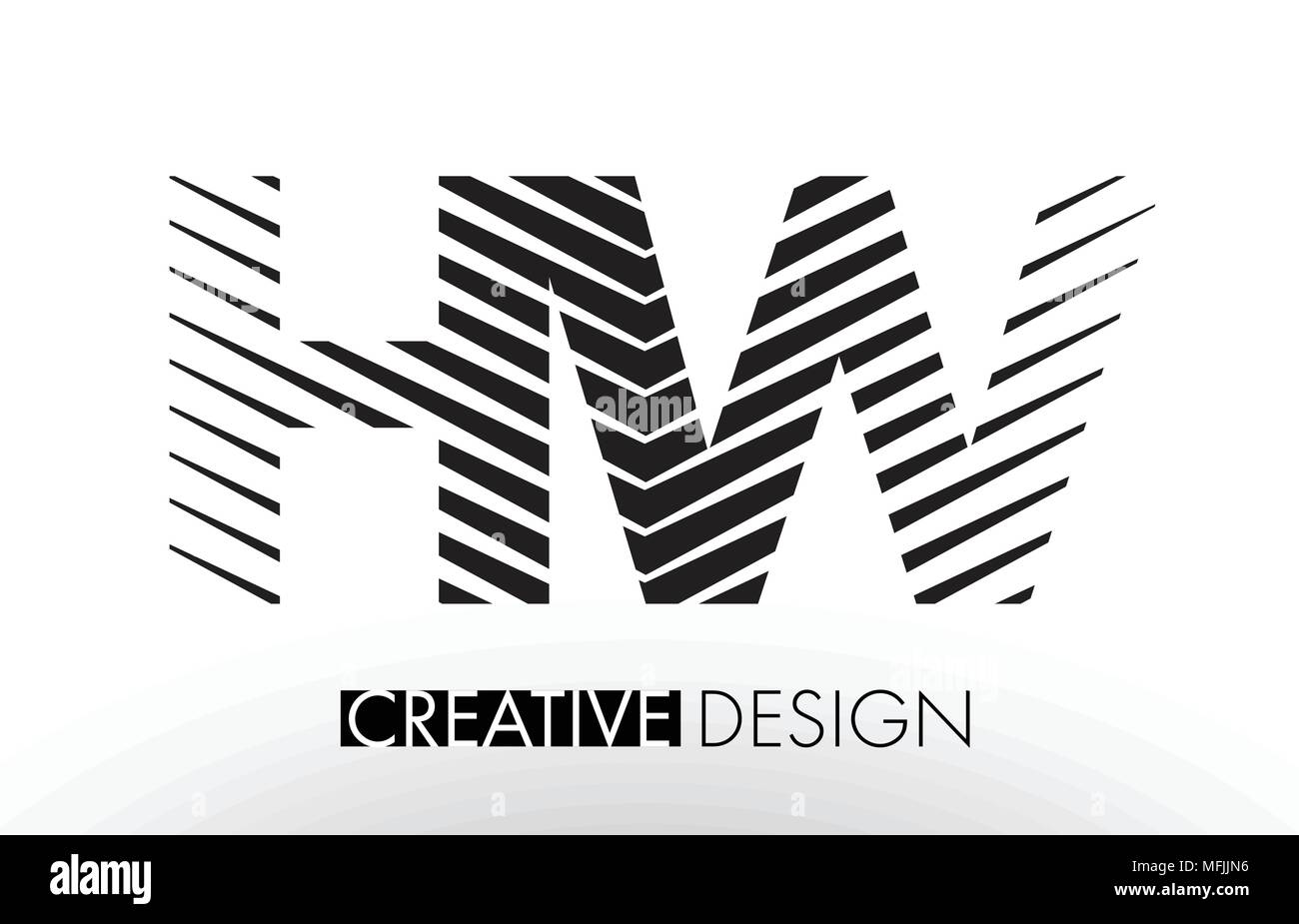 HW H W Lines Letter Design with Creative Elegant Zebra Vector ...