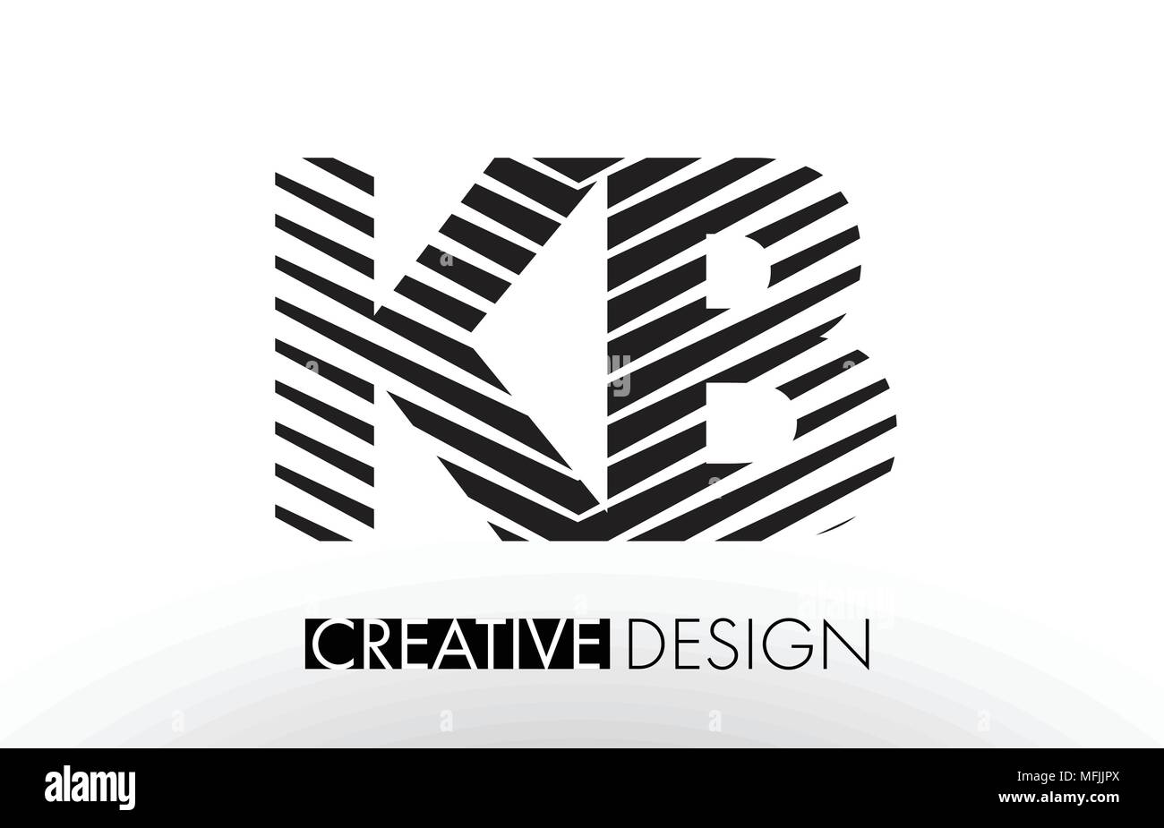 KB K B Lines Letter Design with Creative Elegant Zebra Vector ...