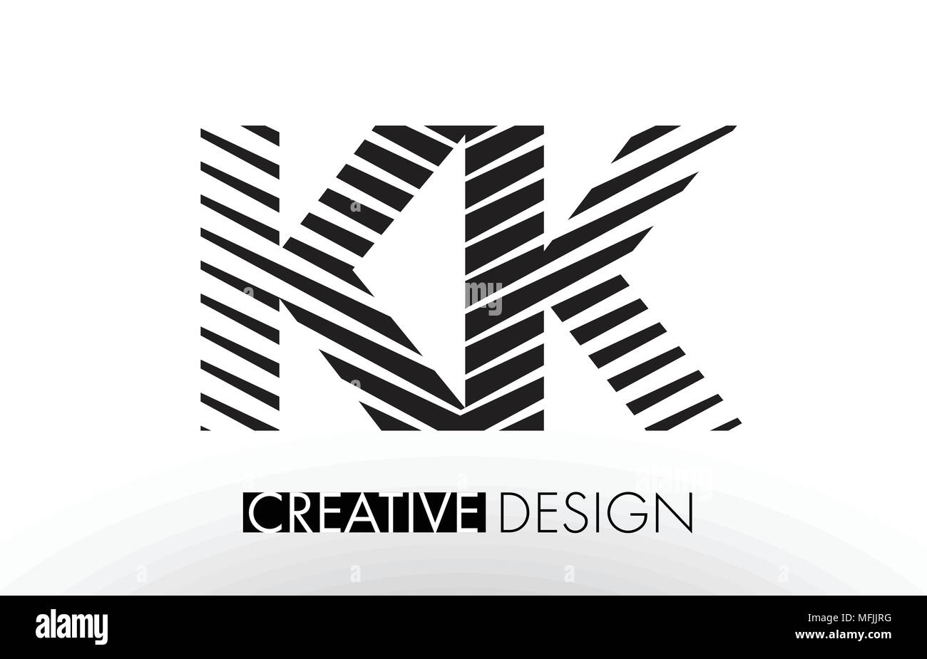 KK K K Lines Letter Design with Creative Elegant Zebra Vector ...