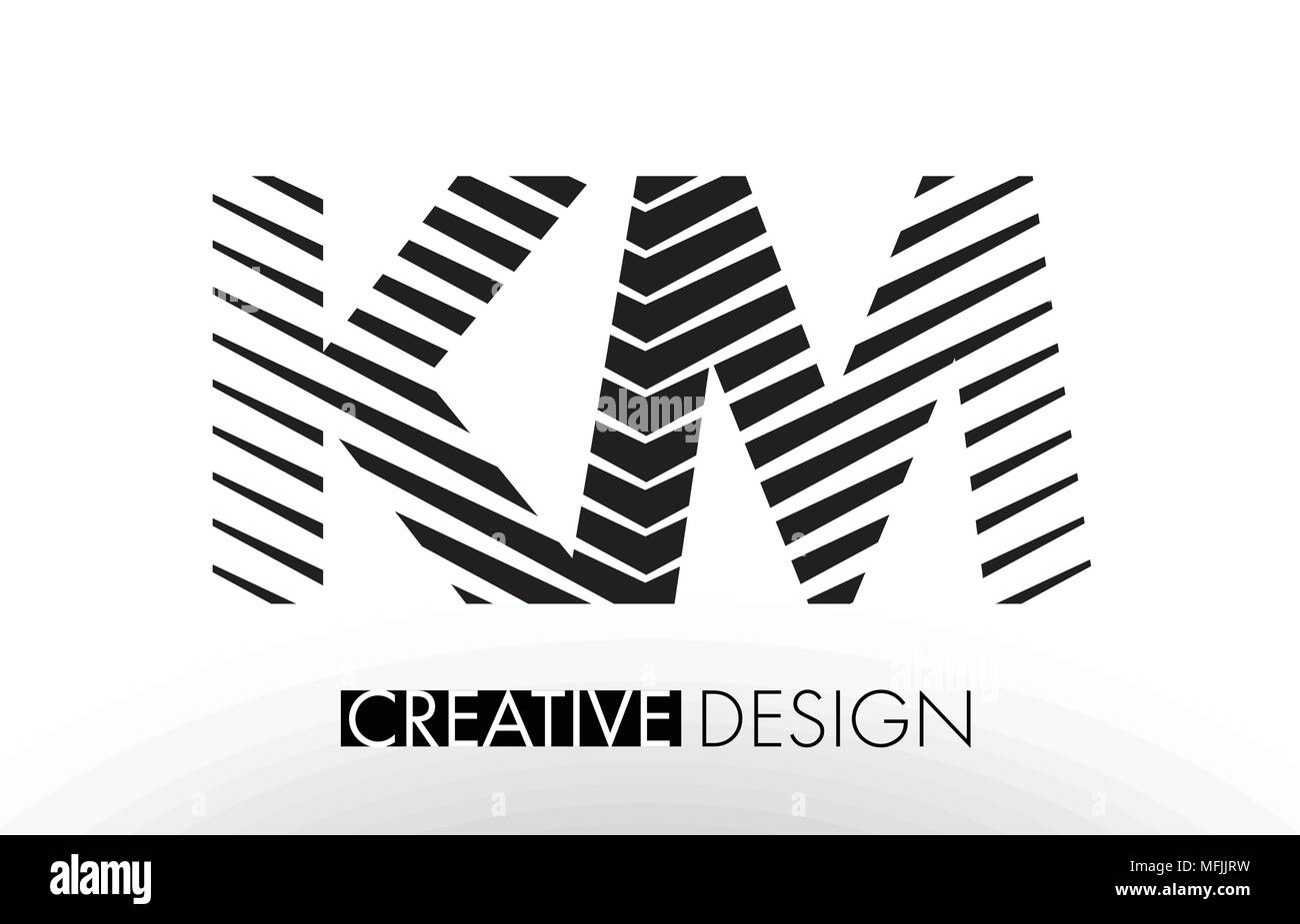 KM K M Lines Letter Design with Creative Elegant Zebra Vector ...