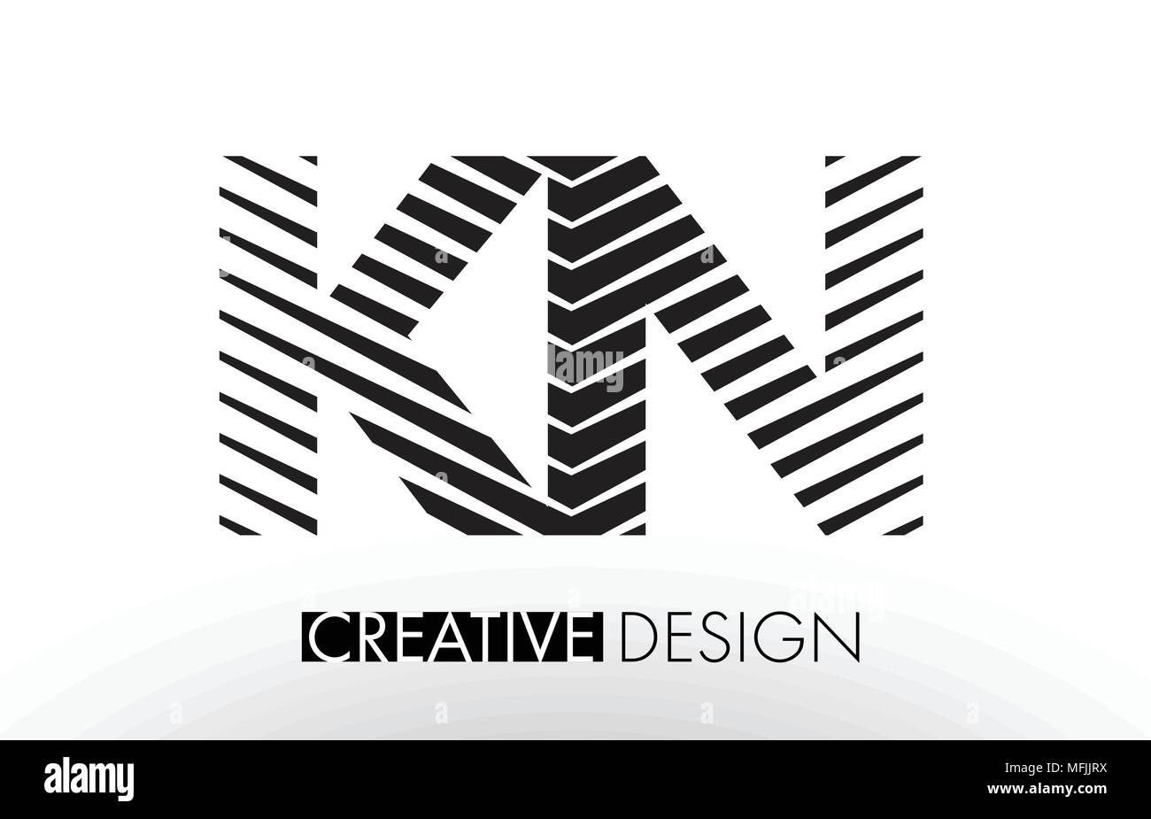 KN K N Lines Letter Design with Creative Elegant Zebra Vector ...