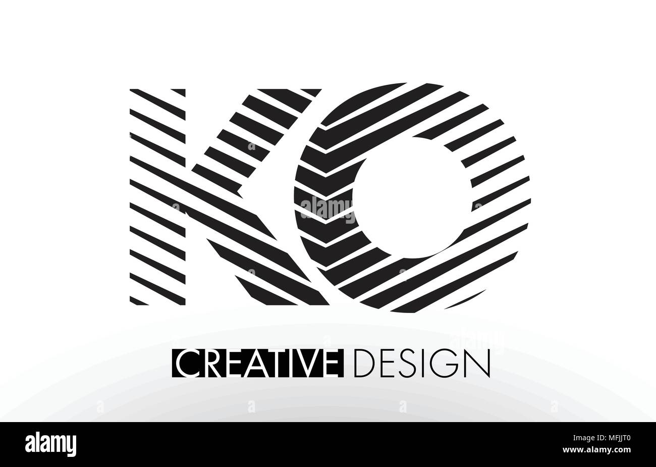 KO K O Lines Letter Design with Creative Elegant Zebra Vector ...