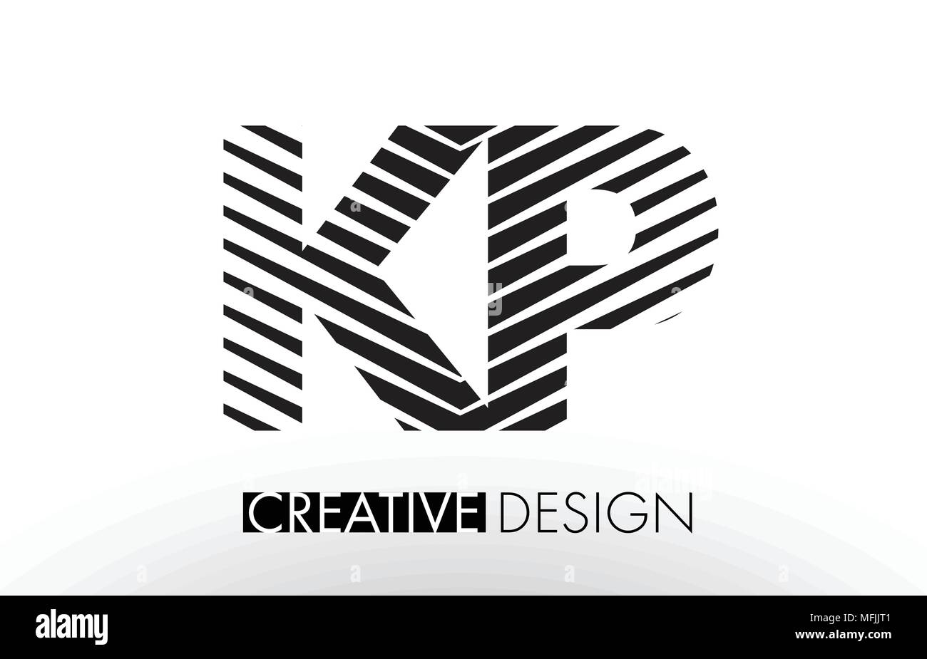 KP K P Lines Letter Design with Creative Elegant Zebra Vector ...